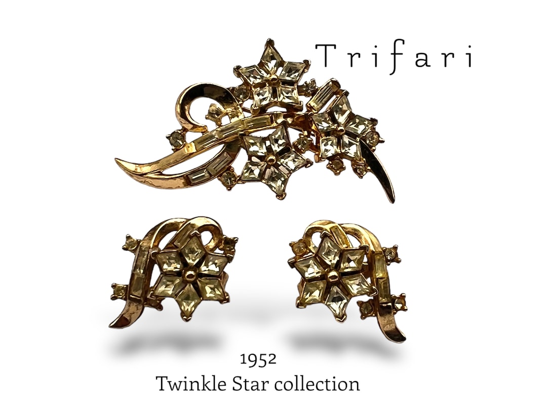 1952 Signed Trifari Alfred Philippe Design, Twinkle Star Flowers Design ...