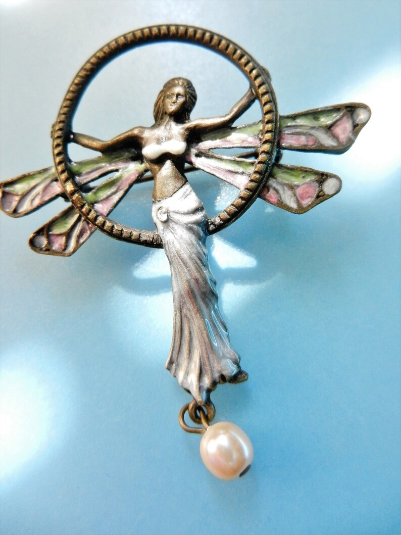 Art Nouveau Inspired Mucha Lady Pin the butterflies lady in | Etsy