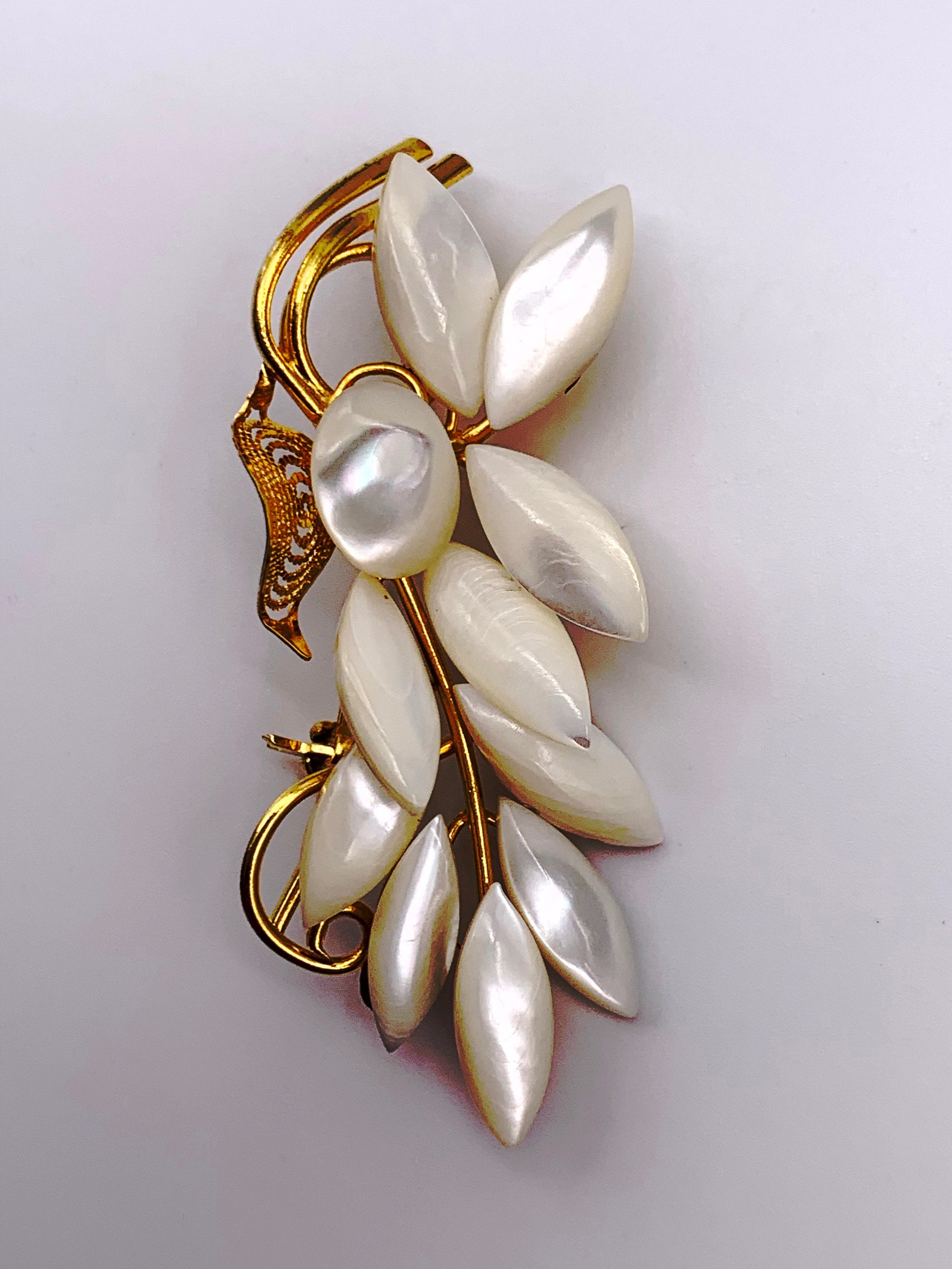 Elegant Branch of Leaves Brooch With Lovely Genuine Mother of - Etsy
