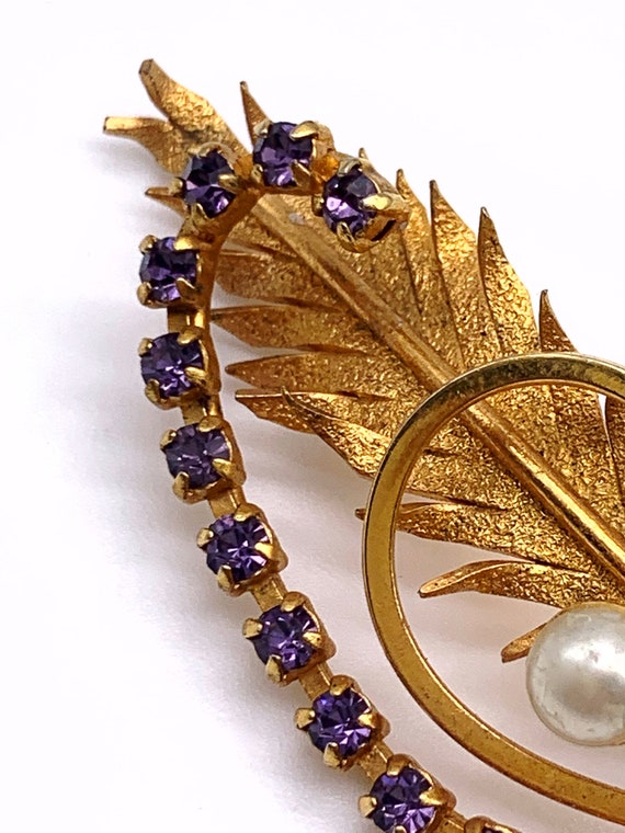 1950 Florentine gold finish jagged edge long leaf Br… - Gem