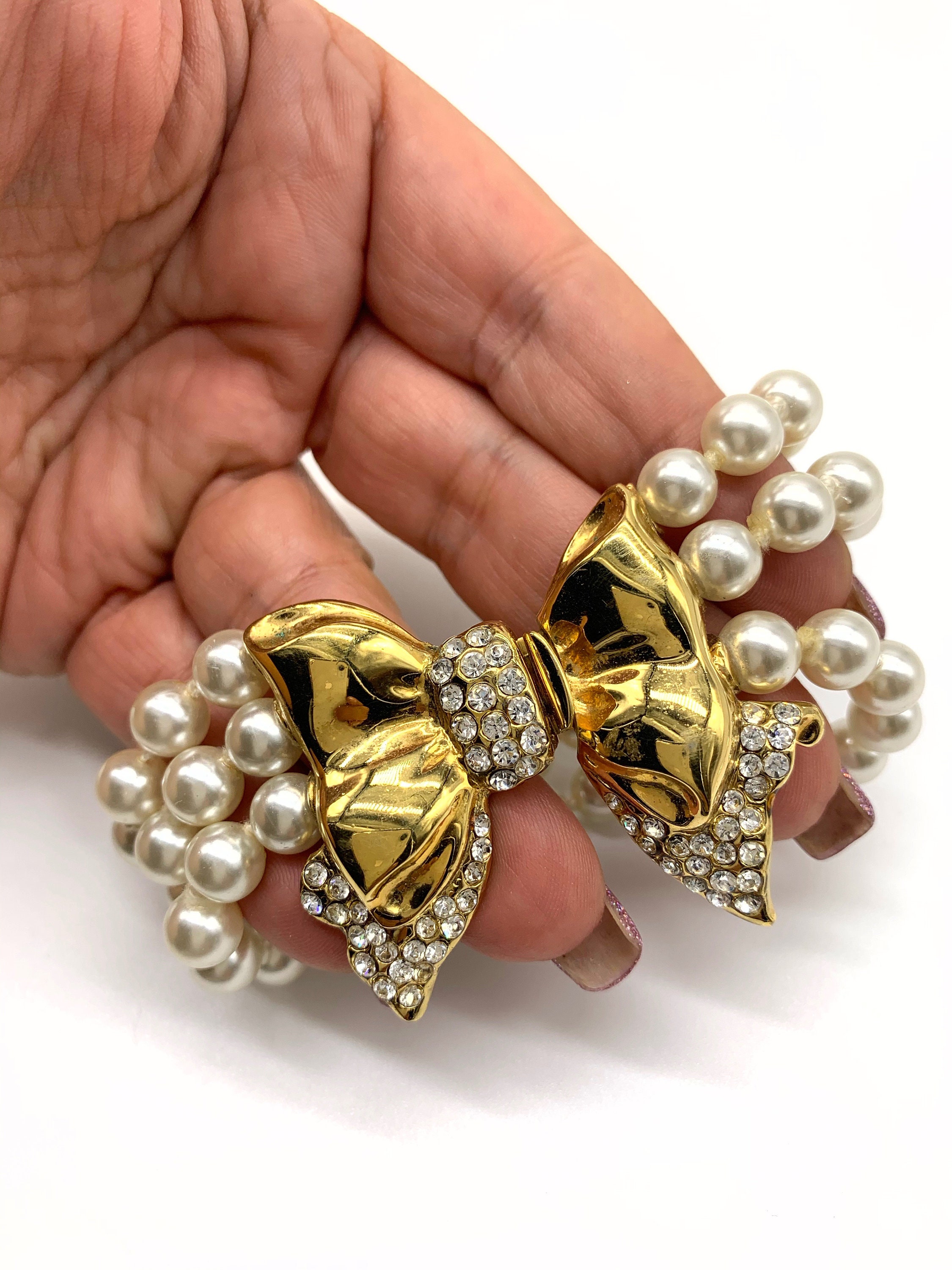 BIJOUX CASCIO Jewelry Statement 3 strands Pearl bracelet | Etsy