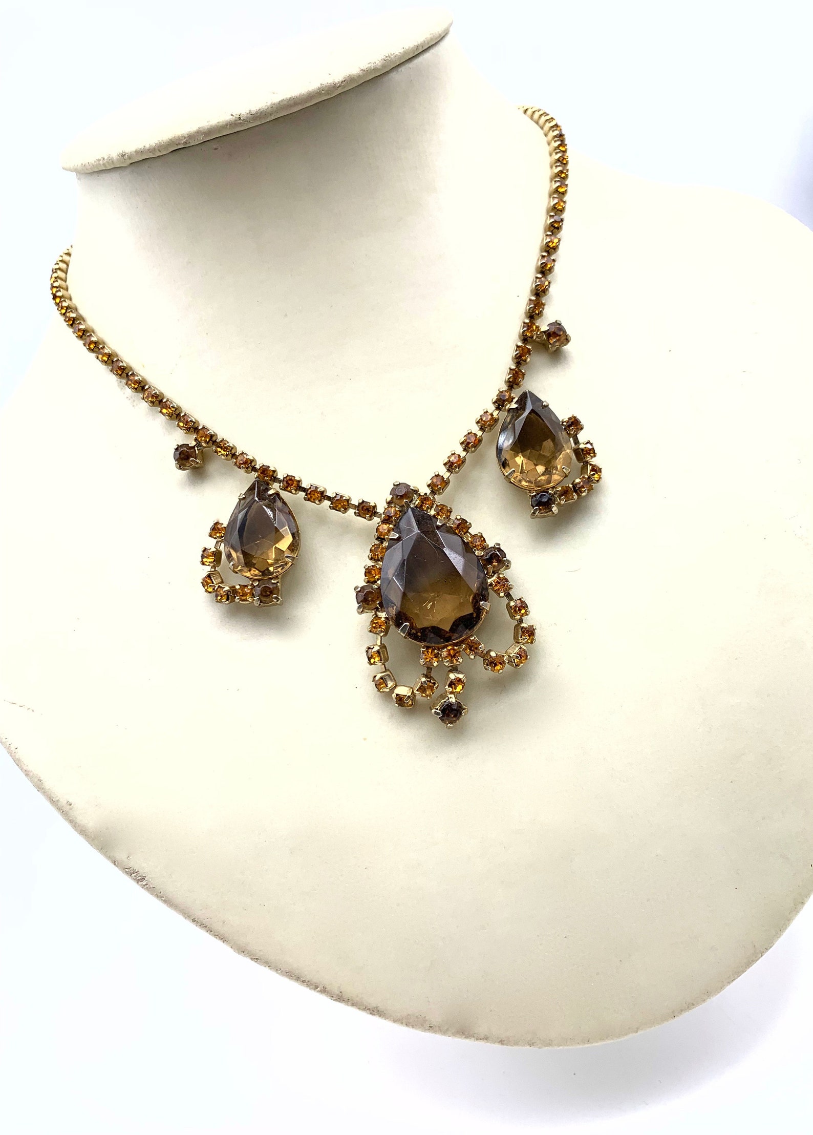 Juliana Style Topaz Unfoiled Drop and Dazzling Amber Chatons Necklace ...