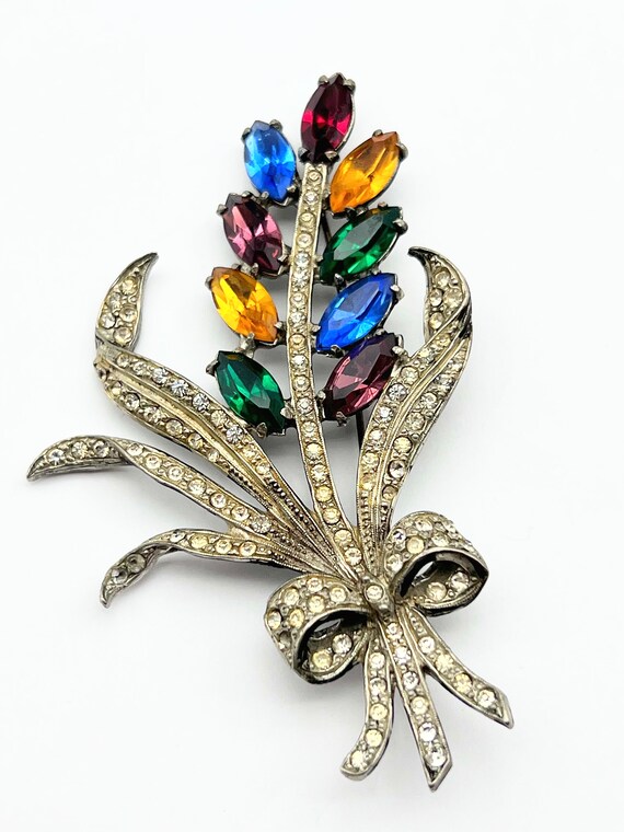 Vintage BIG Flower Spray Brooch / Pin Hyacinth, Pave … - Gem