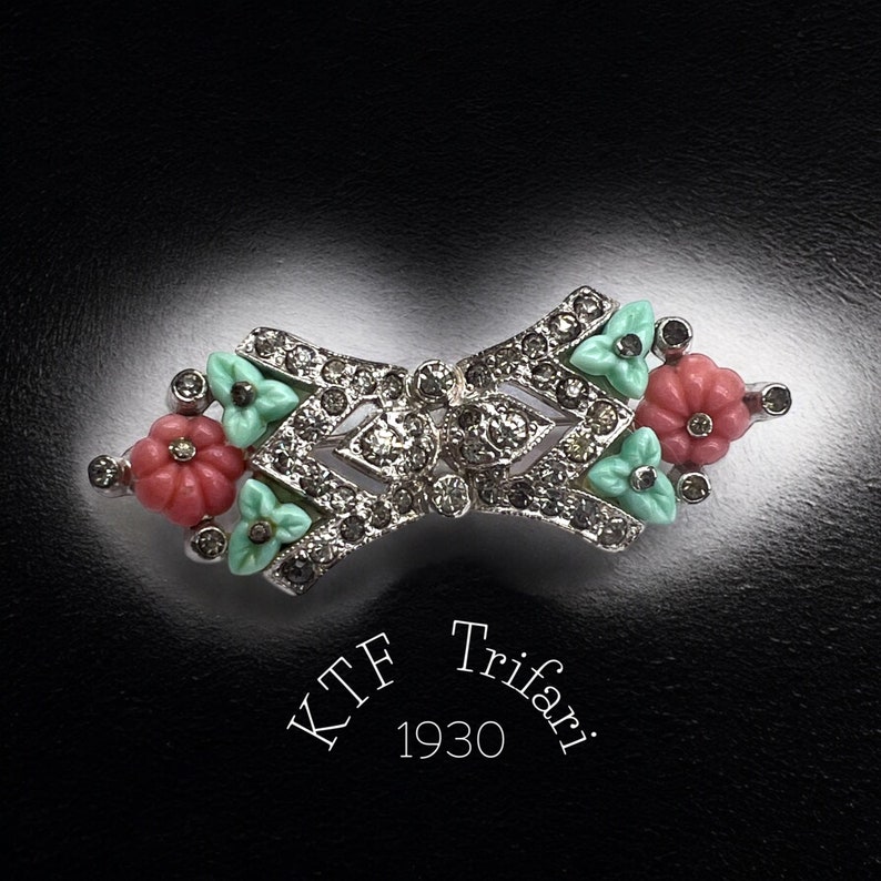 KTF Trifari Alfred Philippe 1930s Signed With Molded Glass Flowers and ...