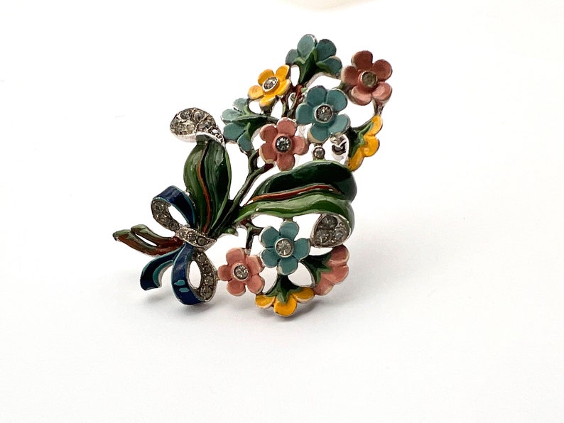 Trifari 'joseph Wuyts' Enameled Forget Me Not Posy - Etsy