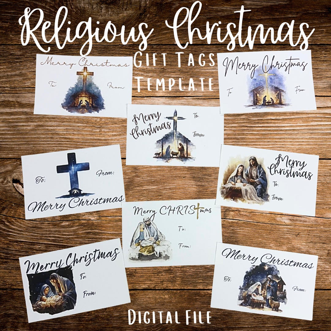 Religious Christmas Gift Tags Template - Religious Theme, Digital ...