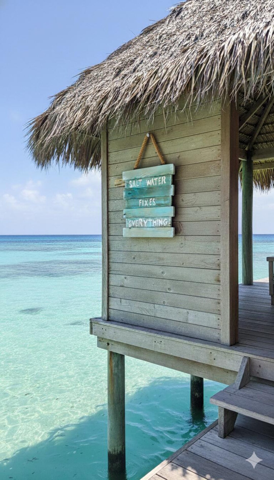 Reclaimed Wood Beach Sign: Saltwater Fixes Everything| Tropical Beach ...
