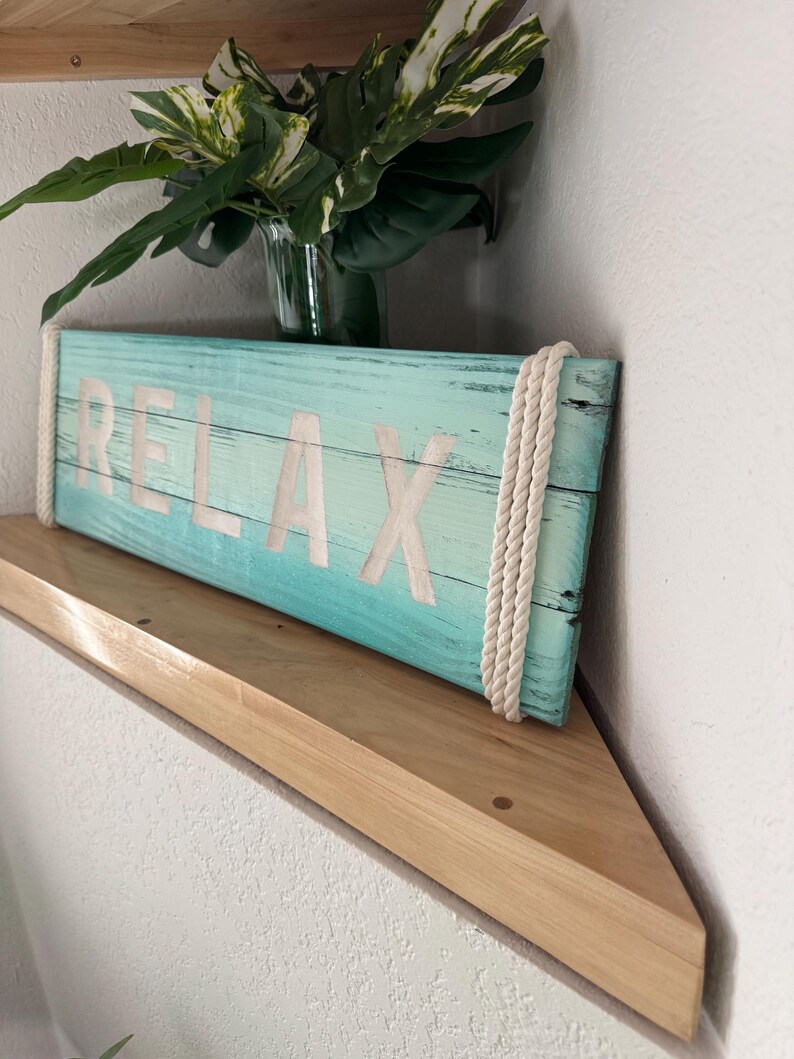 Beachy Relax Sign| Distressed Relax Wall Decor| Relax Wall Hanging With ...