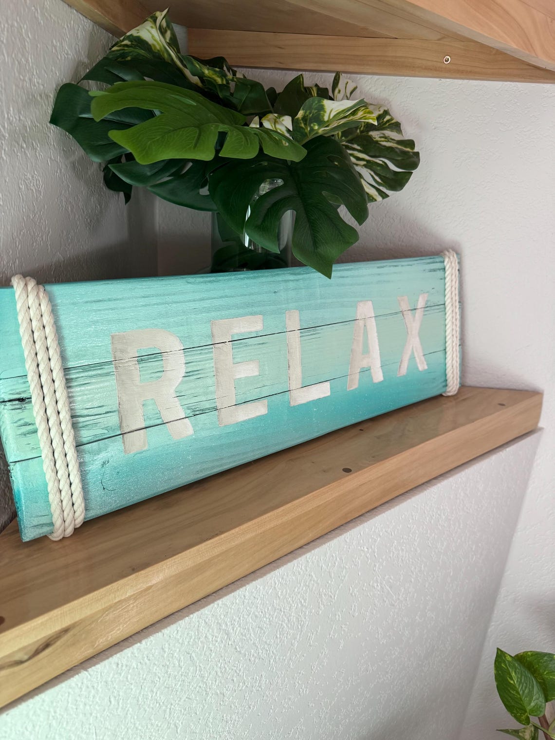 Beachy Relax Sign| Distressed Relax Wall Decor| Relax Wall Hanging With ...
