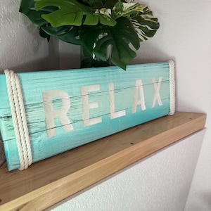 Beachy Relax Sign| Distressed Relax Wall Decor| Relax Wall Hanging With ...