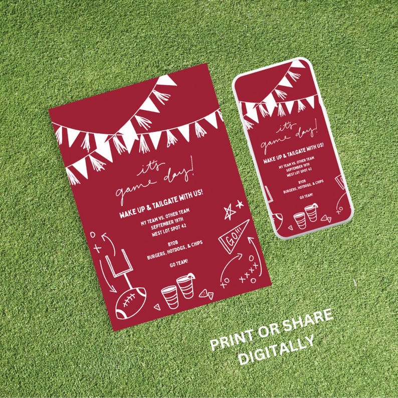 Aesthetic Tailgate Party Invite, Modern Game Day (canva Template) - Etsy