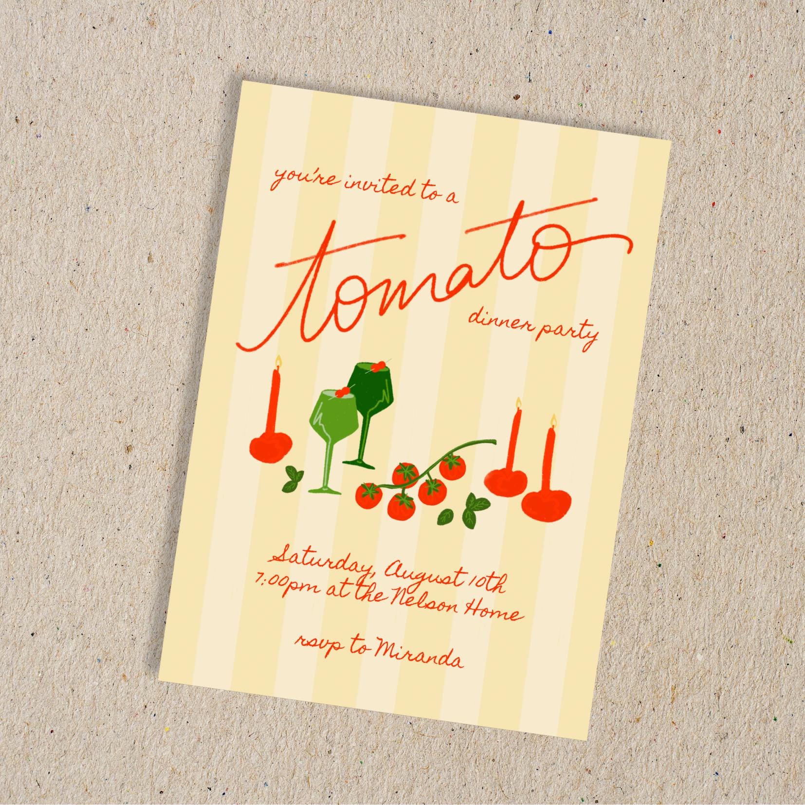Tomato Dinner Party Invitation Template: Editable Summer Theme (canva ...