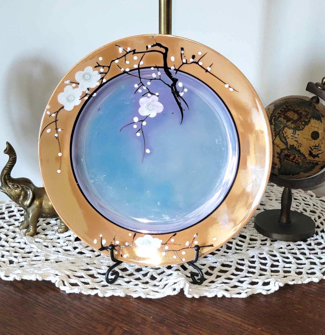 Set of 3 Vintage Hand Painted Takito Lusterware, Tki40, Blue Center ...