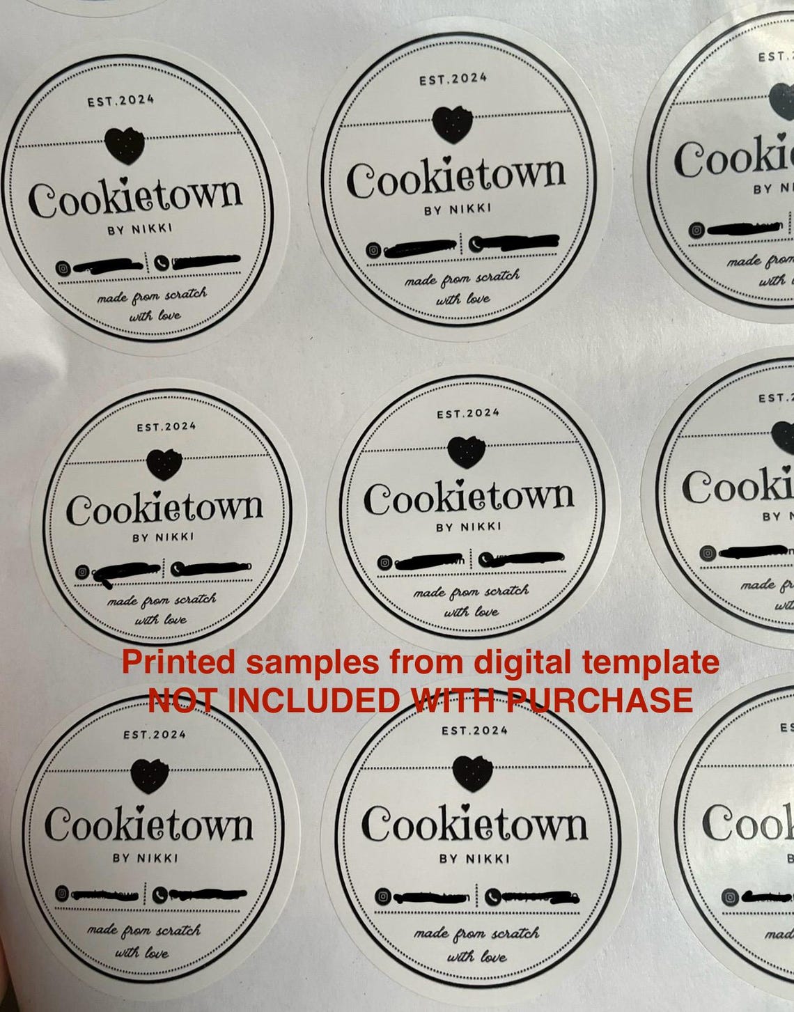 Homemade Food Label Digital Template - Cookie Label Sticker / Tag ...