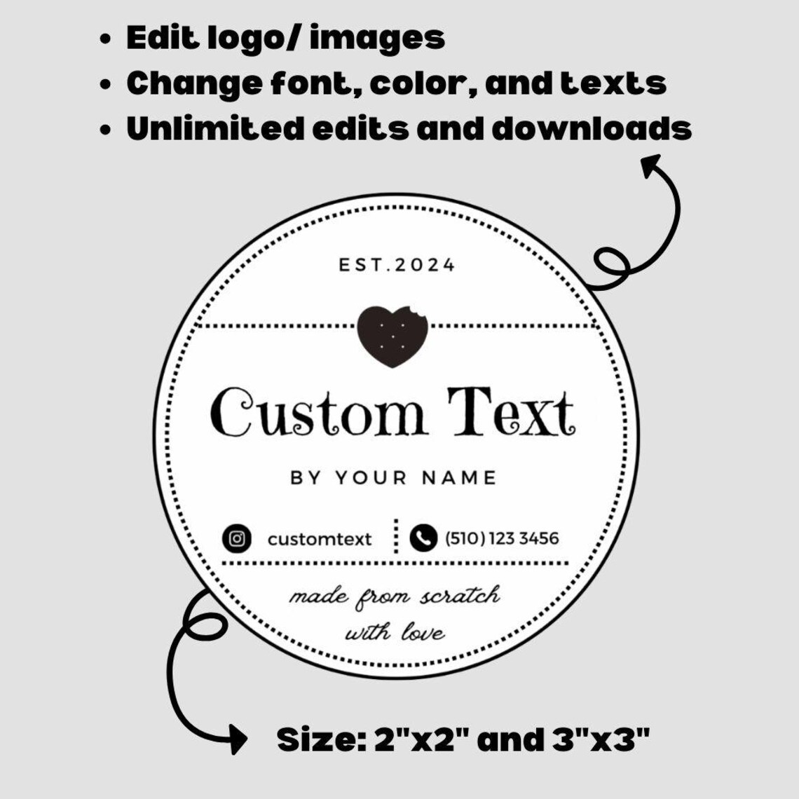 Homemade Food Label Digital Template - Cookie Label Sticker / Tag ...