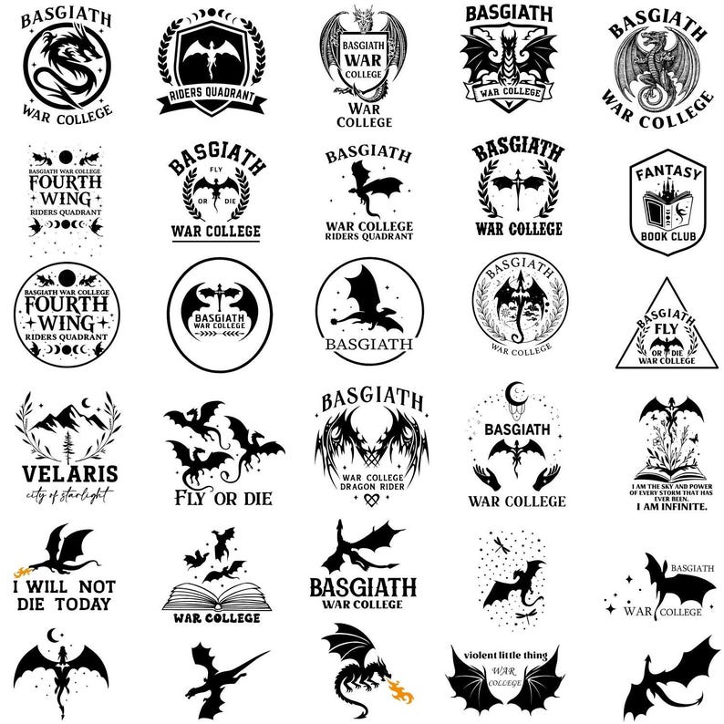 Basgiath War College SVG Bundle: Fourth Wing Dragon Design (digital ...