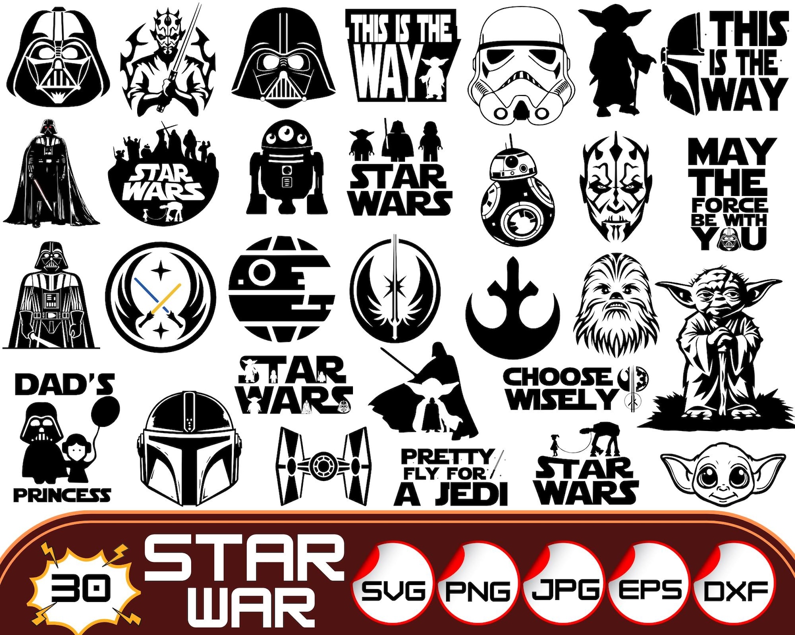 Star Wars Designs SVG, Star Wars Logos, Star Wars Clipart, Star Wars ...