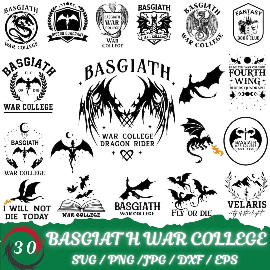 Basgiath War College SVG Bundle: Fourth Wing Dragon Design (digital ...