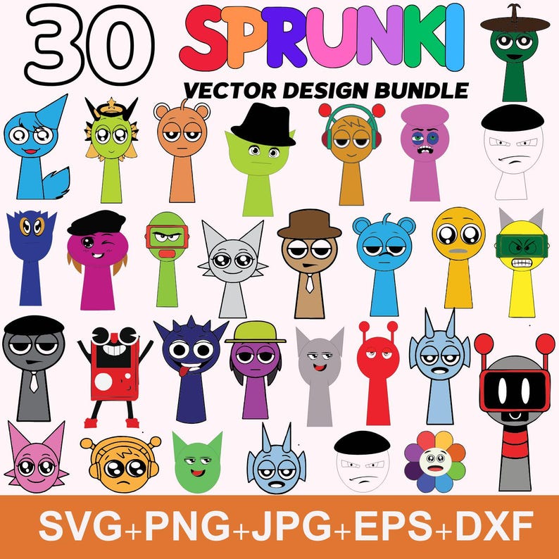 Sprunki Characters SVG Bundle: Gaming Clipart, Shirt Design (digital ...