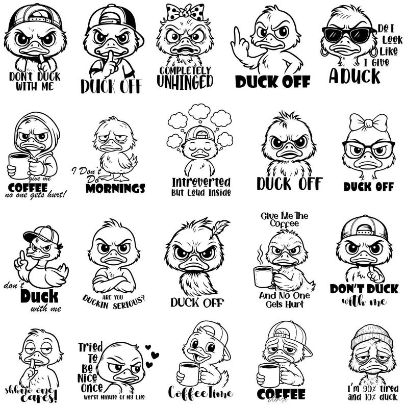 Grumpy Duck SVG Bundle, Sarcastic SVG Bundle, Funny Duck Bundle ...