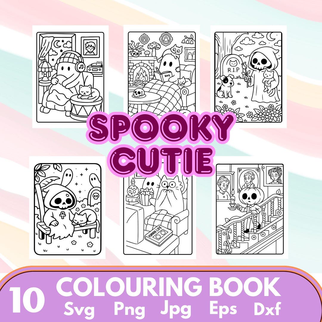 Spooky Cutie: Adorable Creepy Creatures in Cozy Hygge Moments Coloring ...