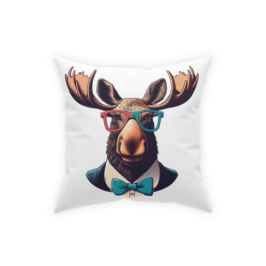 Monty the Moose Broadcloth Pillow, Large Moose Wearing Suit and Tie ...