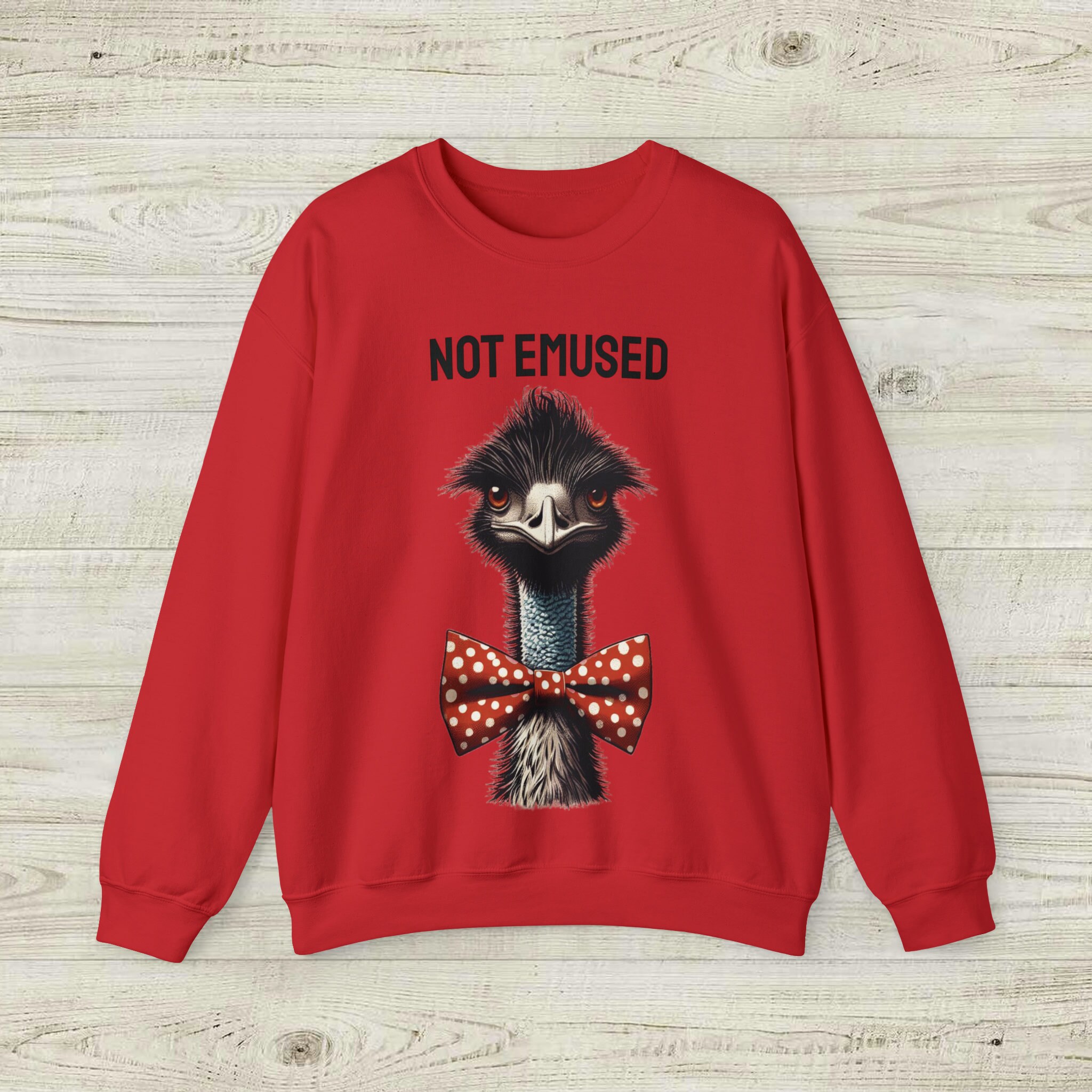 Emu Not Emused Unisex Crewneck Sweatshirt, Festive Emu Bird With Polka ...