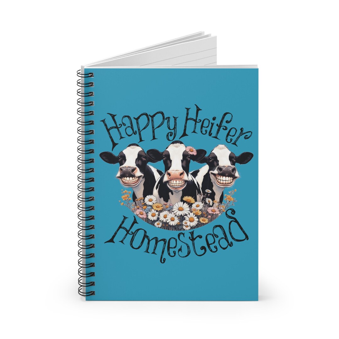 Happy Heifer Spiral Notebook Ruled Line, Smiling Herd Holstein Cows ...