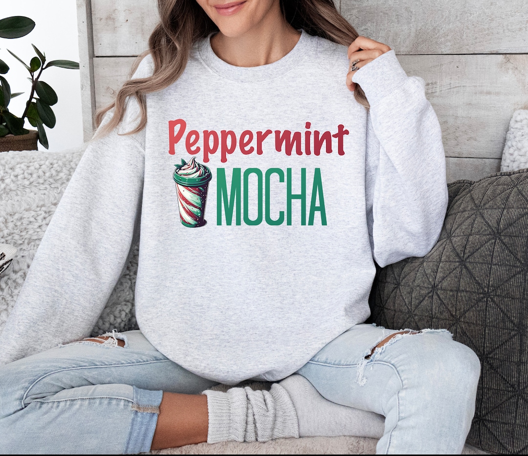 Peppermint Mocha Coffee Unisex Crewneck Sweatshirt, Cozy Winter Hot ...