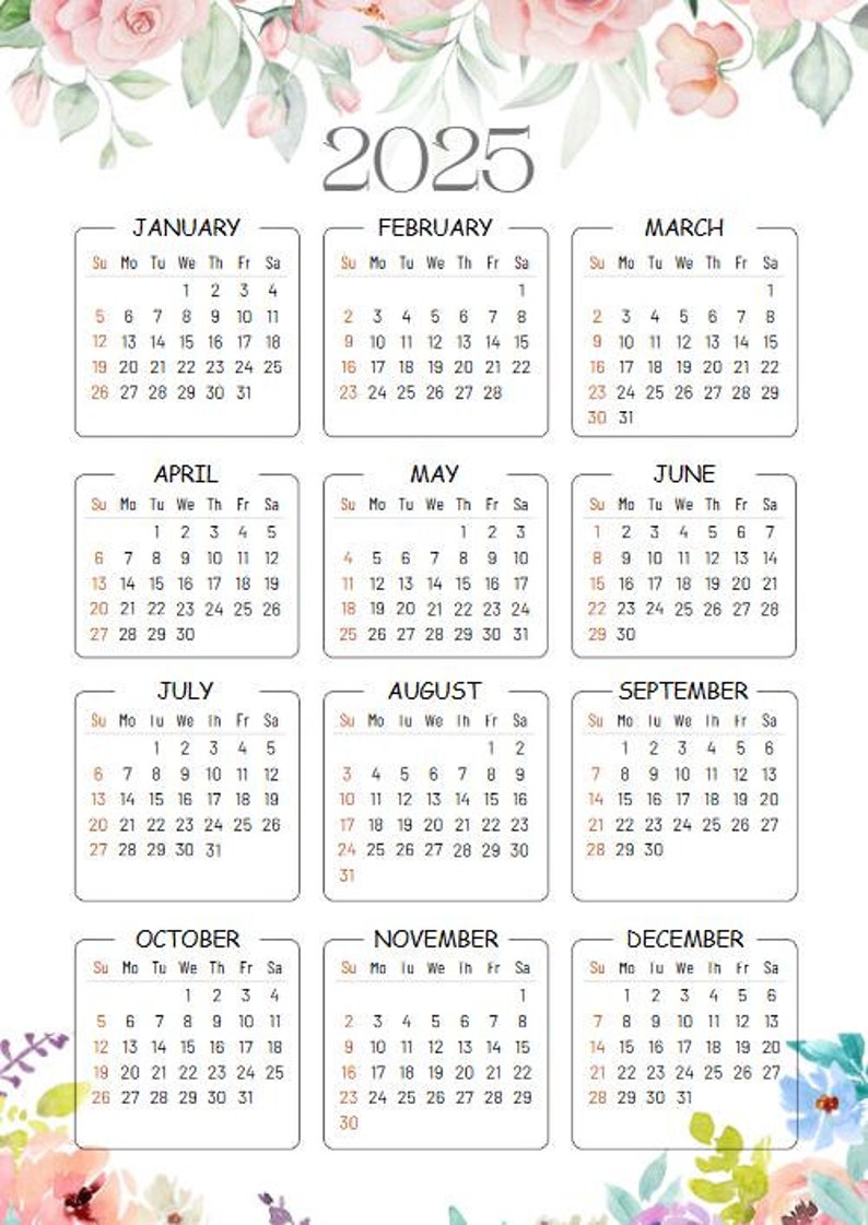 2025 Calender - Etsy