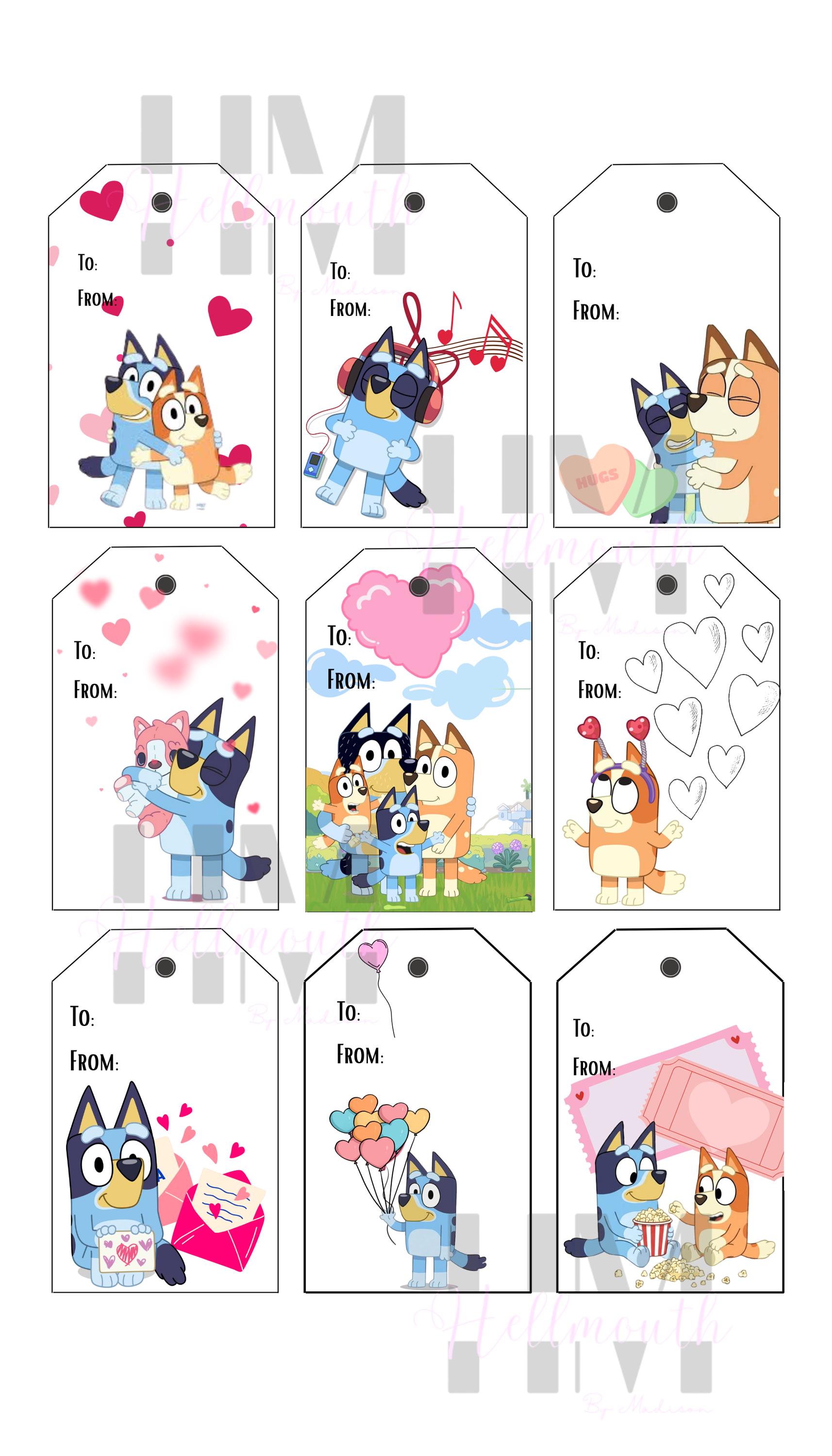 Bluey Valentine's Day Tags - Etsy