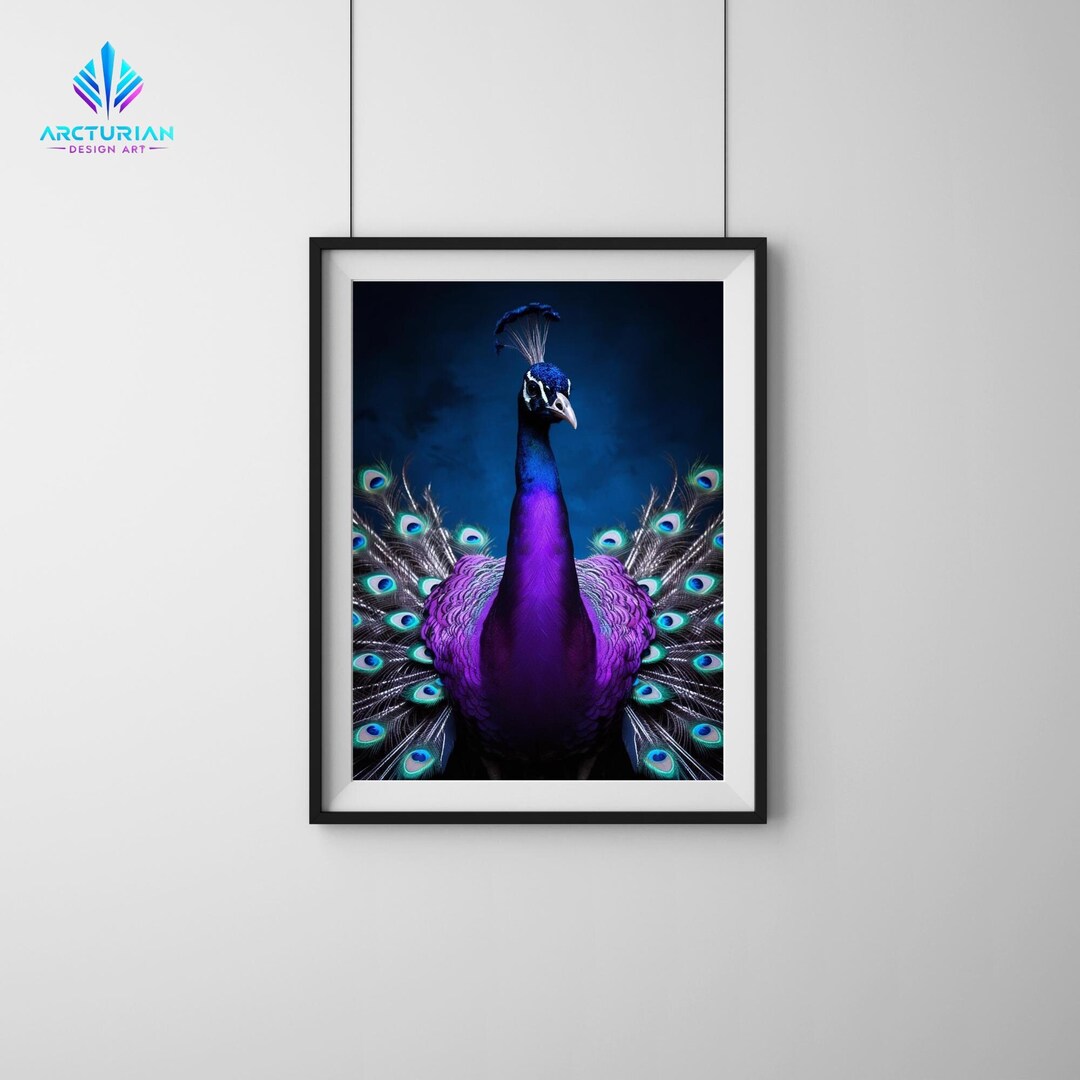 Peacock Poster Majestic Peacock Wall Art Elegant Digital Print Vibrant ...