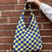 Green Crochet Checkerboard Tote Bag | Colorful Handmade Checkered ...