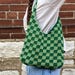 Green Crochet Checkerboard Tote Bag | Colorful Handmade Checkered ...