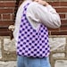 Green Crochet Checkerboard Tote Bag | Colorful Handmade Checkered ...