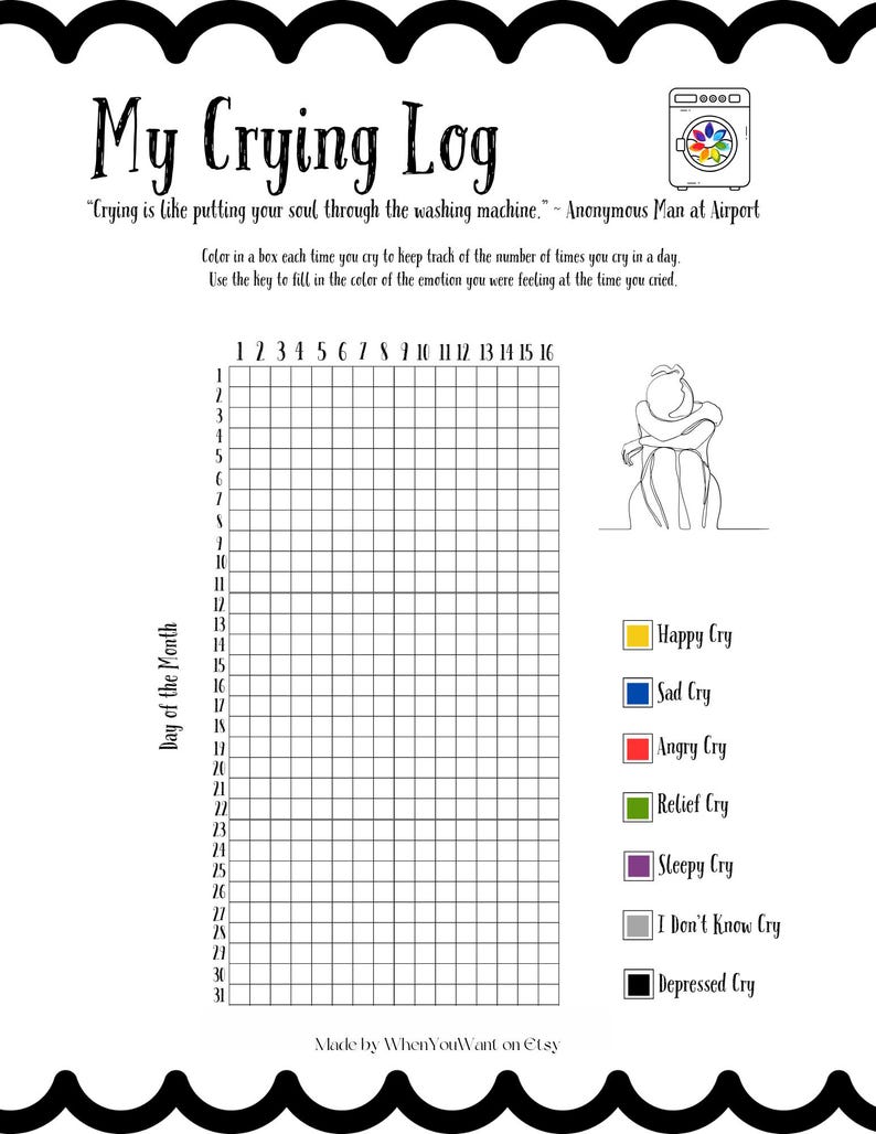 My Crying Log and Tracker Printable - Etsy