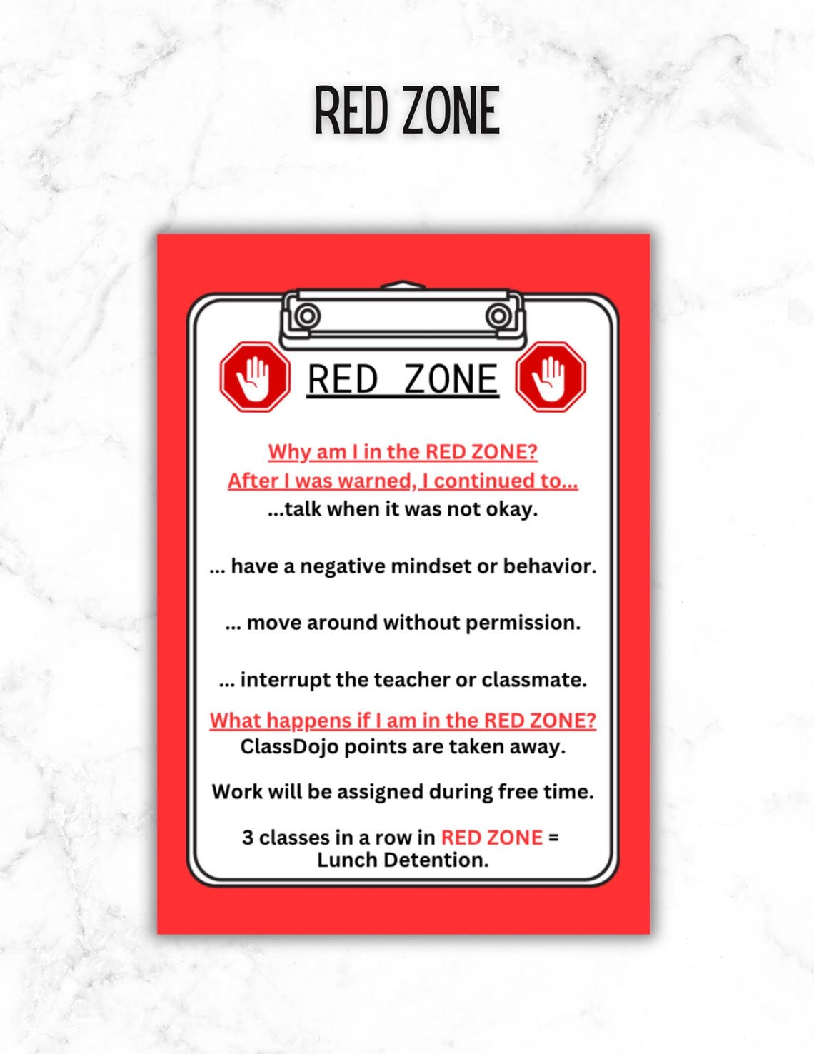 Elementary Classroom Stop Light Behavior Chart Incentive Posters Red ...