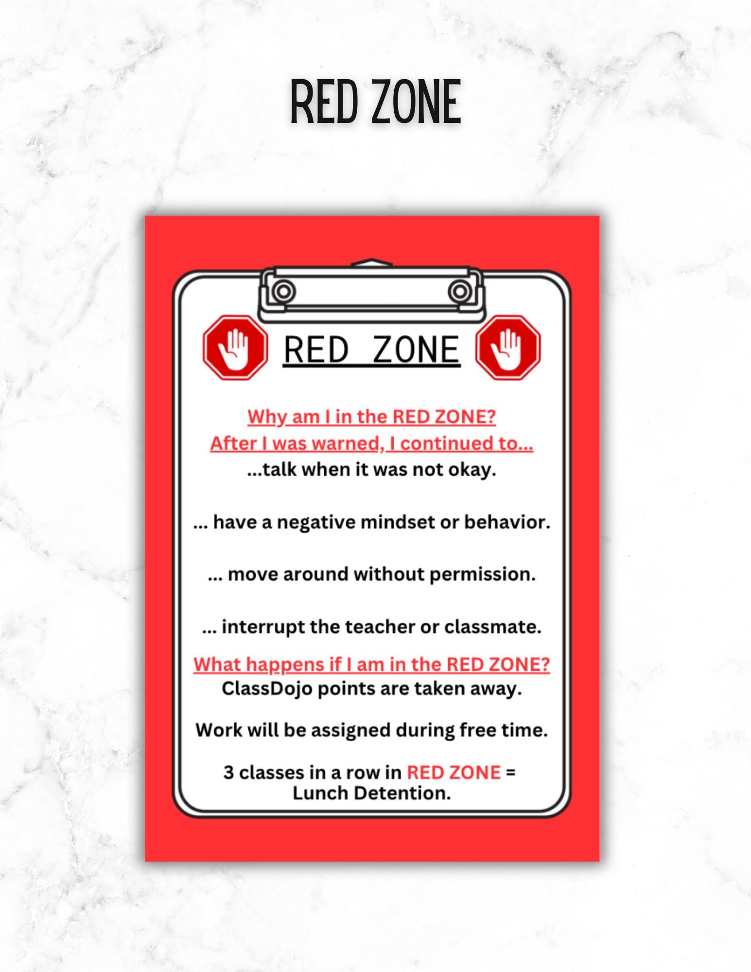 Elementary Classroom Stop Light Behavior Chart Incentive Posters Red Yellow Green Zone Behavior ...