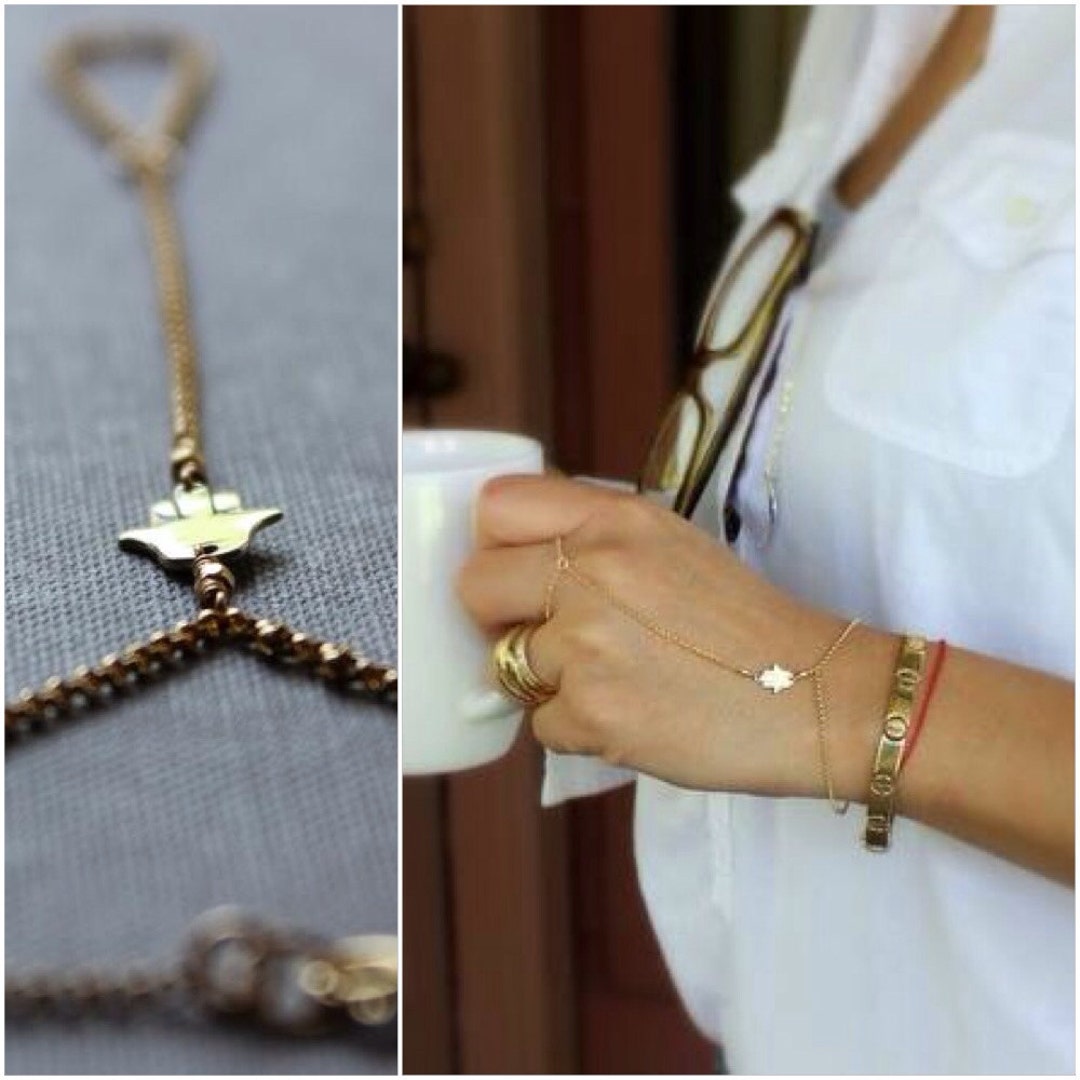 Hamsa Hand Chain 14K Goldfilled and Silver Hamsa Bracelet - Etsy