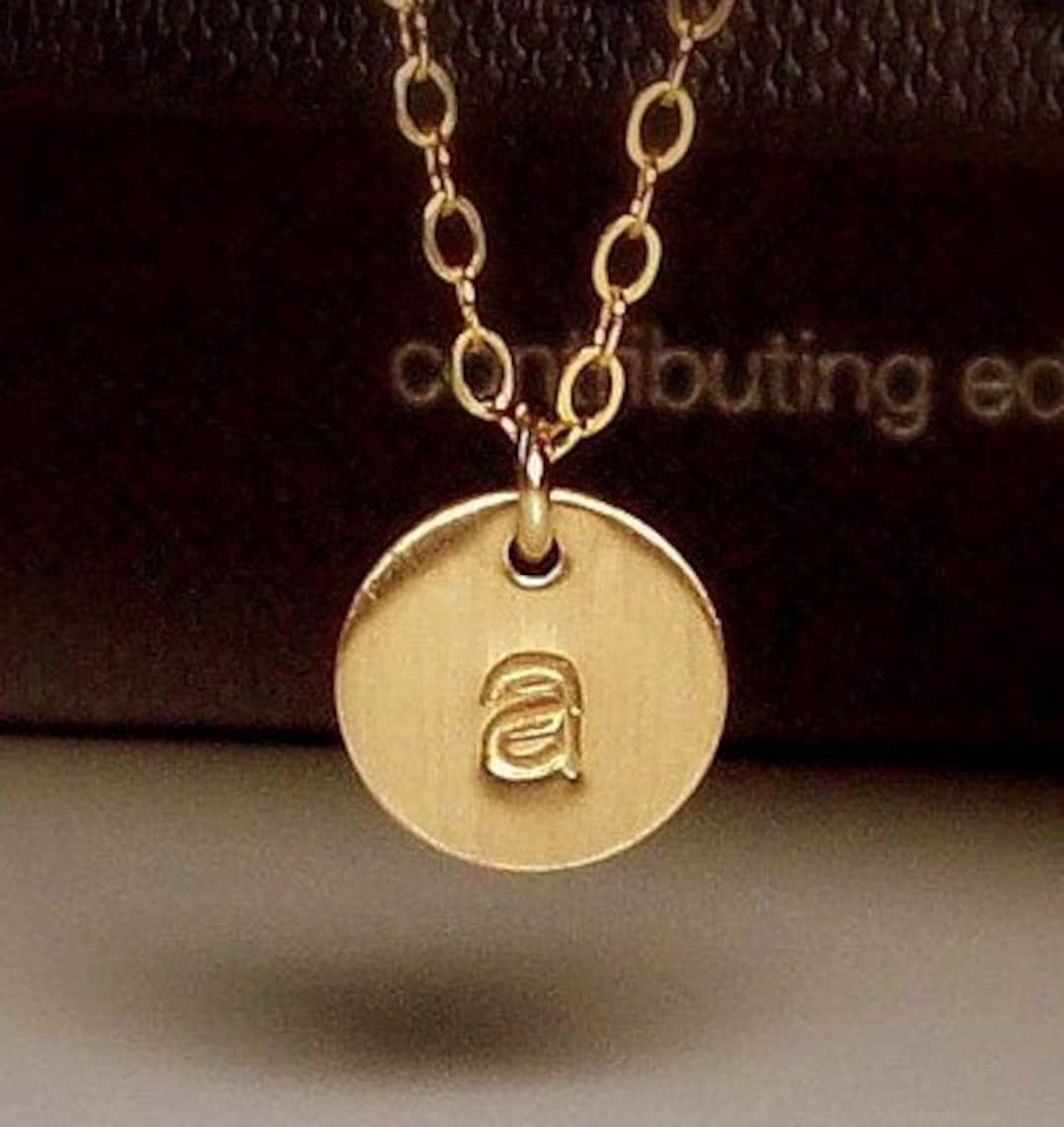 Initial Disc Gold Necklace - 14K Goldfilled/ Choose Your Initial - Etsy