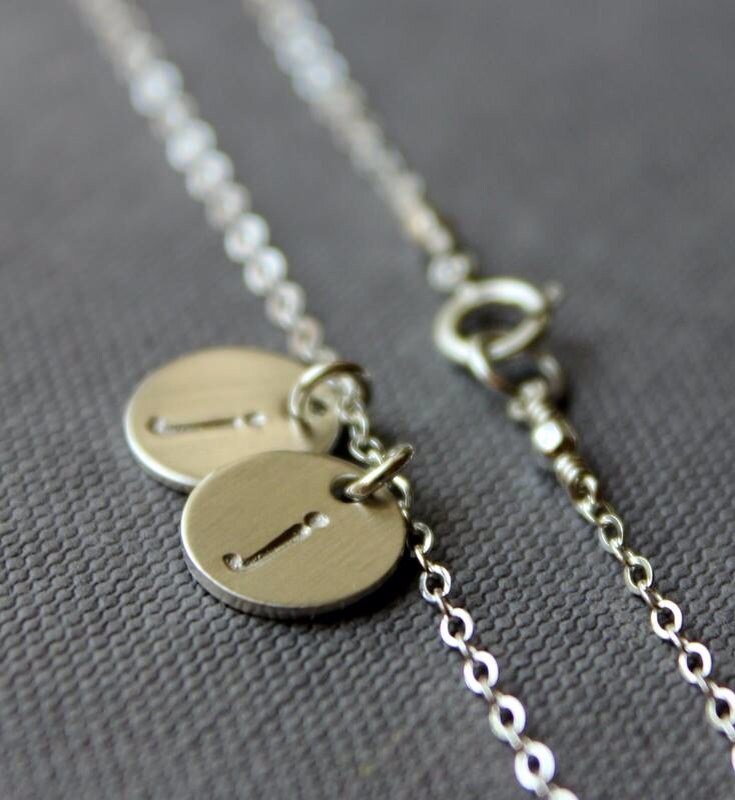 Initial Disc Necklace - Two Discs - 925 Sterling Silver - Etsy