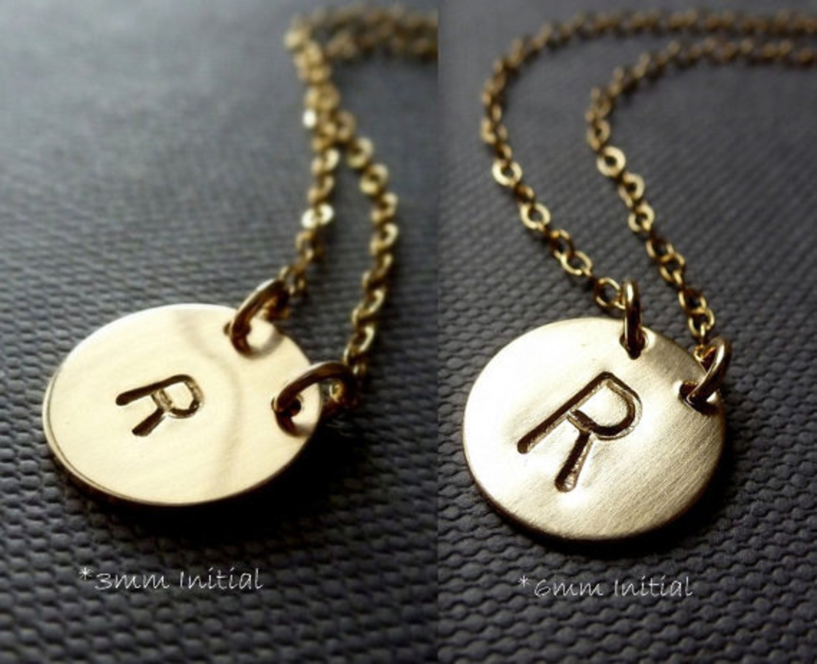 Two Discs Initial Necklace - Celebrity Style - 14K Goldfilled - Half ...