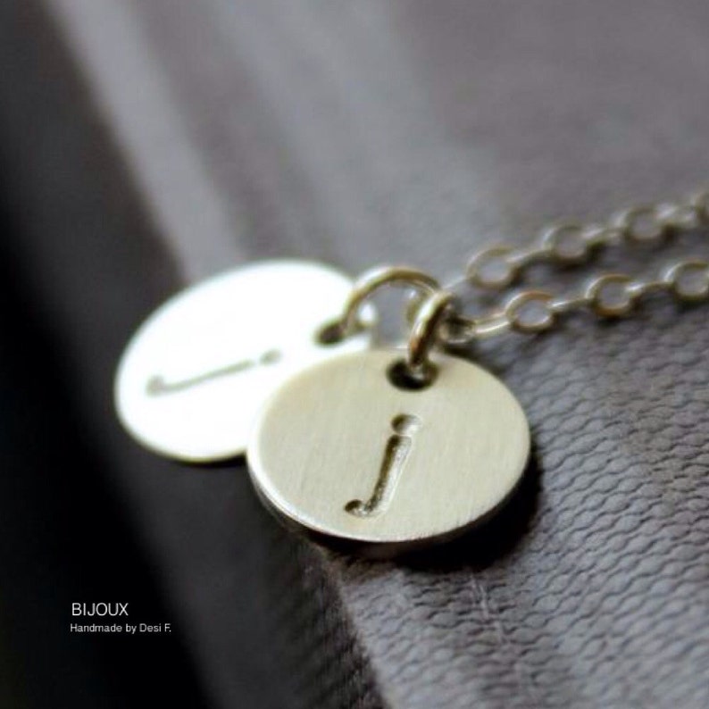 Initial Disc Necklace - Two Discs - 925 Sterling Silver - Etsy