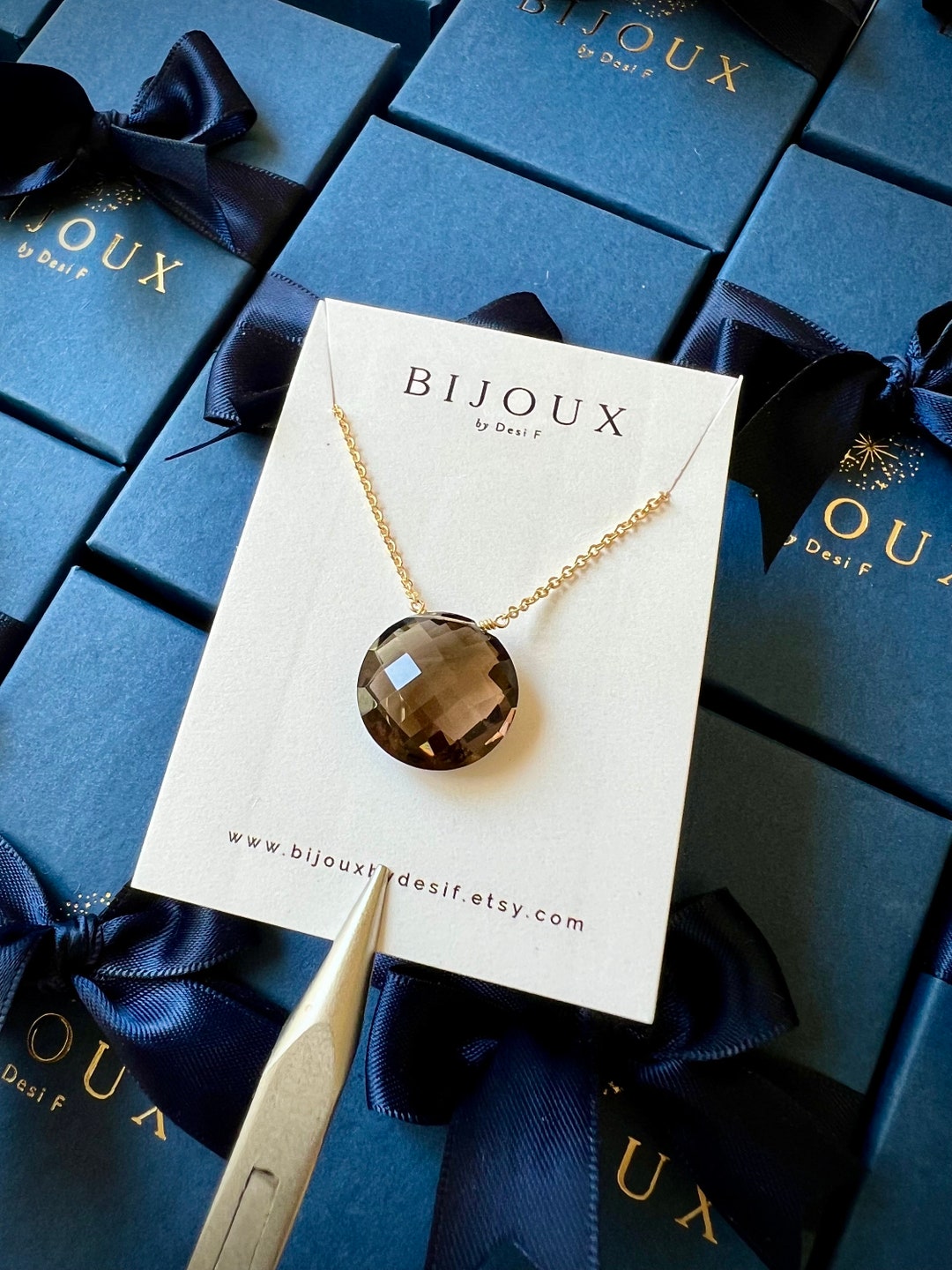 Smoky Quartz Coin Necklace - 14K Gold Filled - Etsy