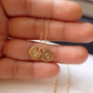 Initial Disc Necklace - Two Discs -14K Goldfilled - Etsy