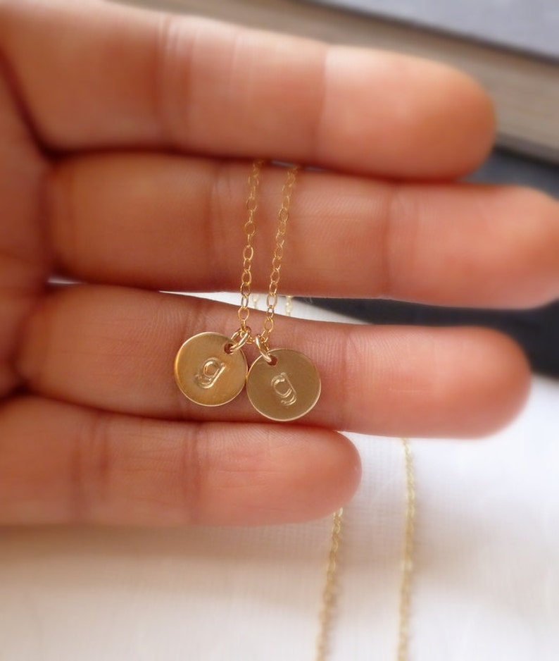 Initial Disc Necklace - Two Discs -14K Goldfilled - Etsy