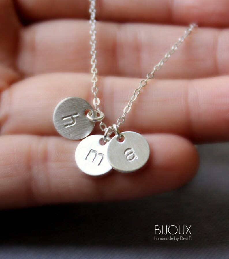Initial Disc Necklace - Two Discs - 925 Sterling Silver - Etsy