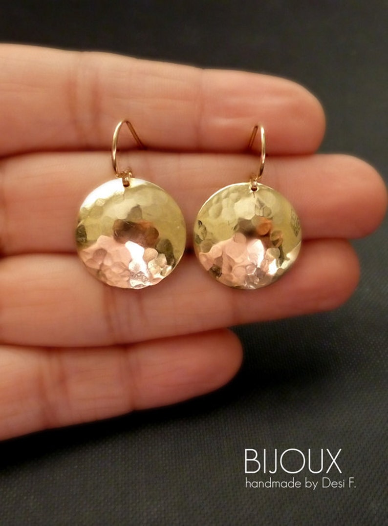 Disc Earrings Hammered Disc Earrings 14K Goldfilled - Etsy