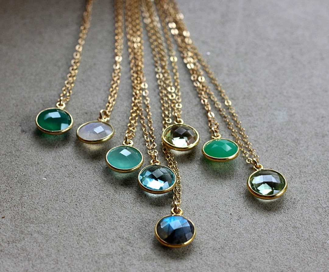 Gemstone Pendant Necklace - 14K Goldfilled - Etsy