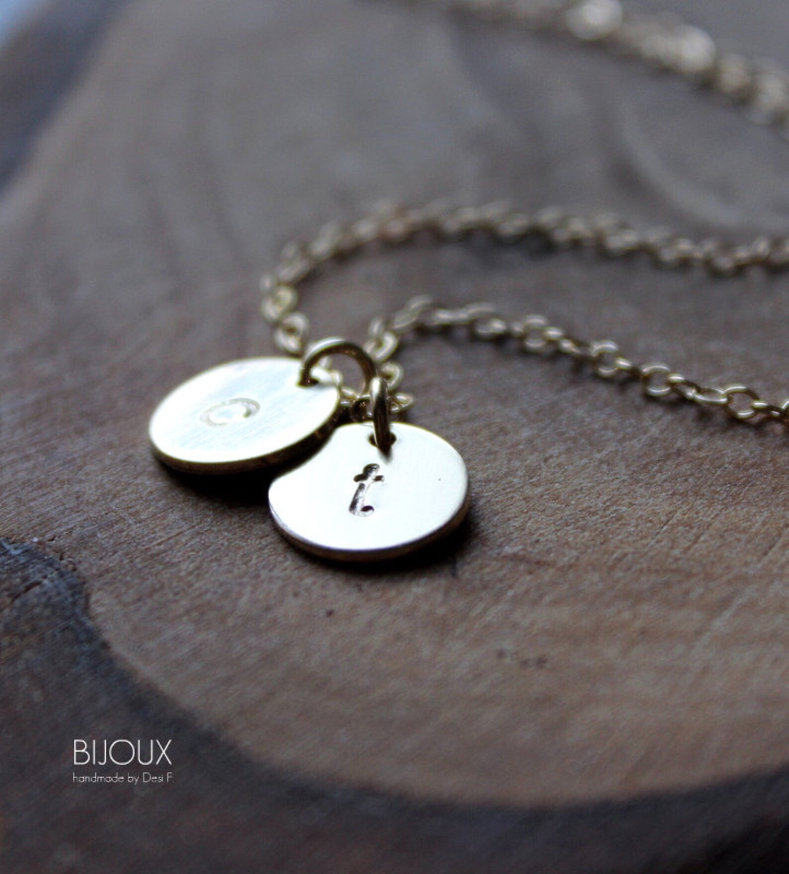 Initial Disc Necklace - Two Discs -14K Goldfilled - Etsy